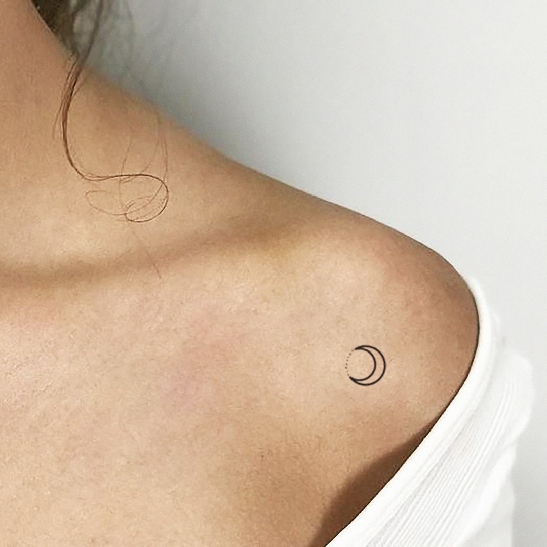 Crescent Moon and Dots Temporary Tattoo set of 3 - Etsy