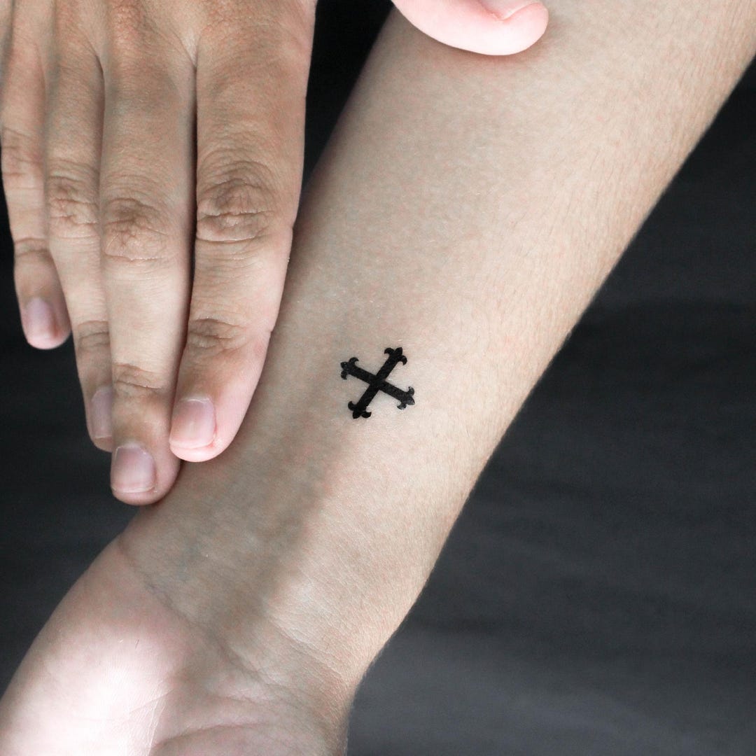 Cross Fleury Temporary Tattoo (set of 3) - Etsy Canada