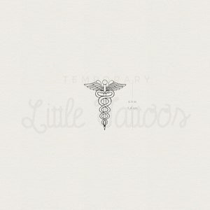 Small Caduceus Temporary Tattoo set of 3 - Etsy