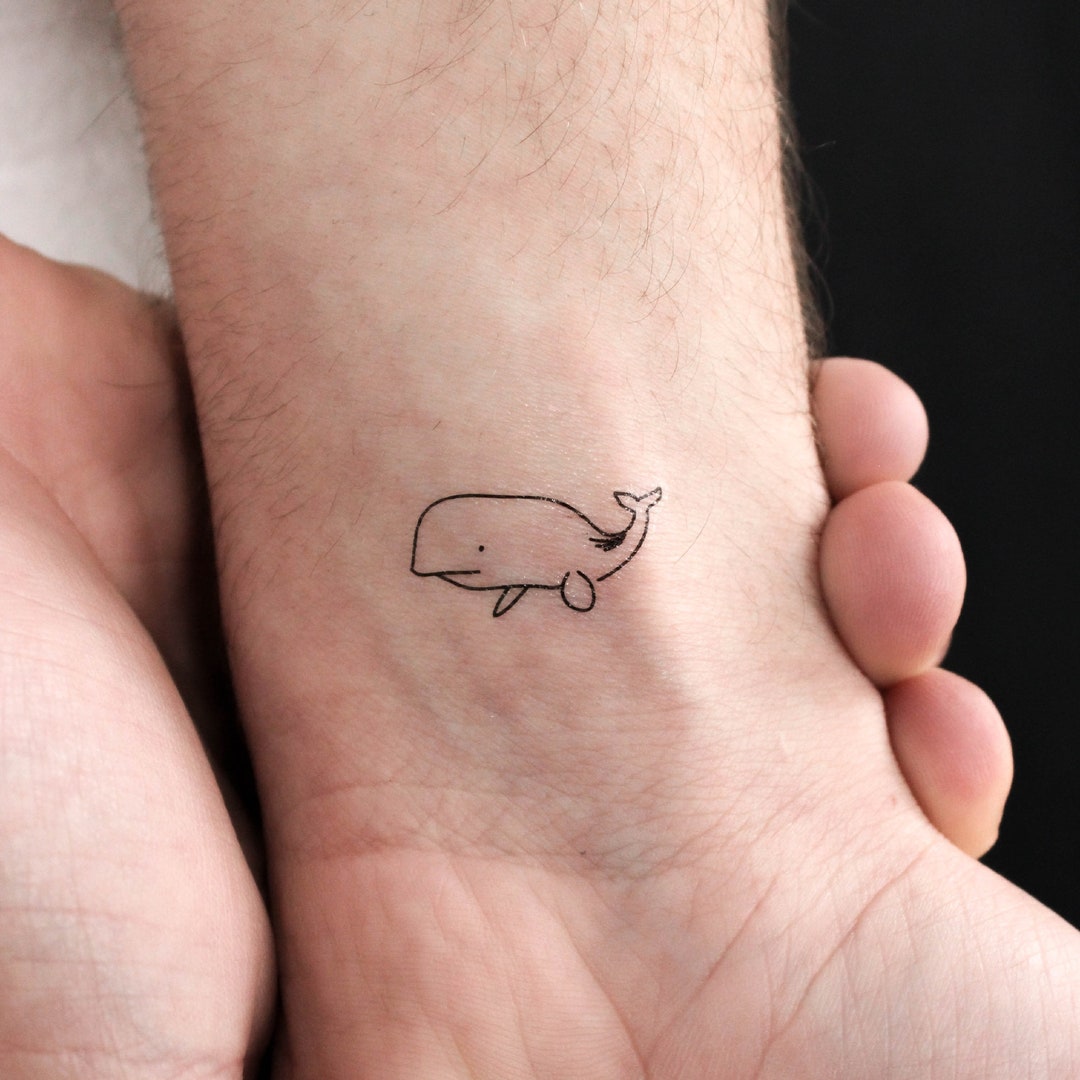 Fine Line Whale Temporary Tattoo (set of 3) - Etsy