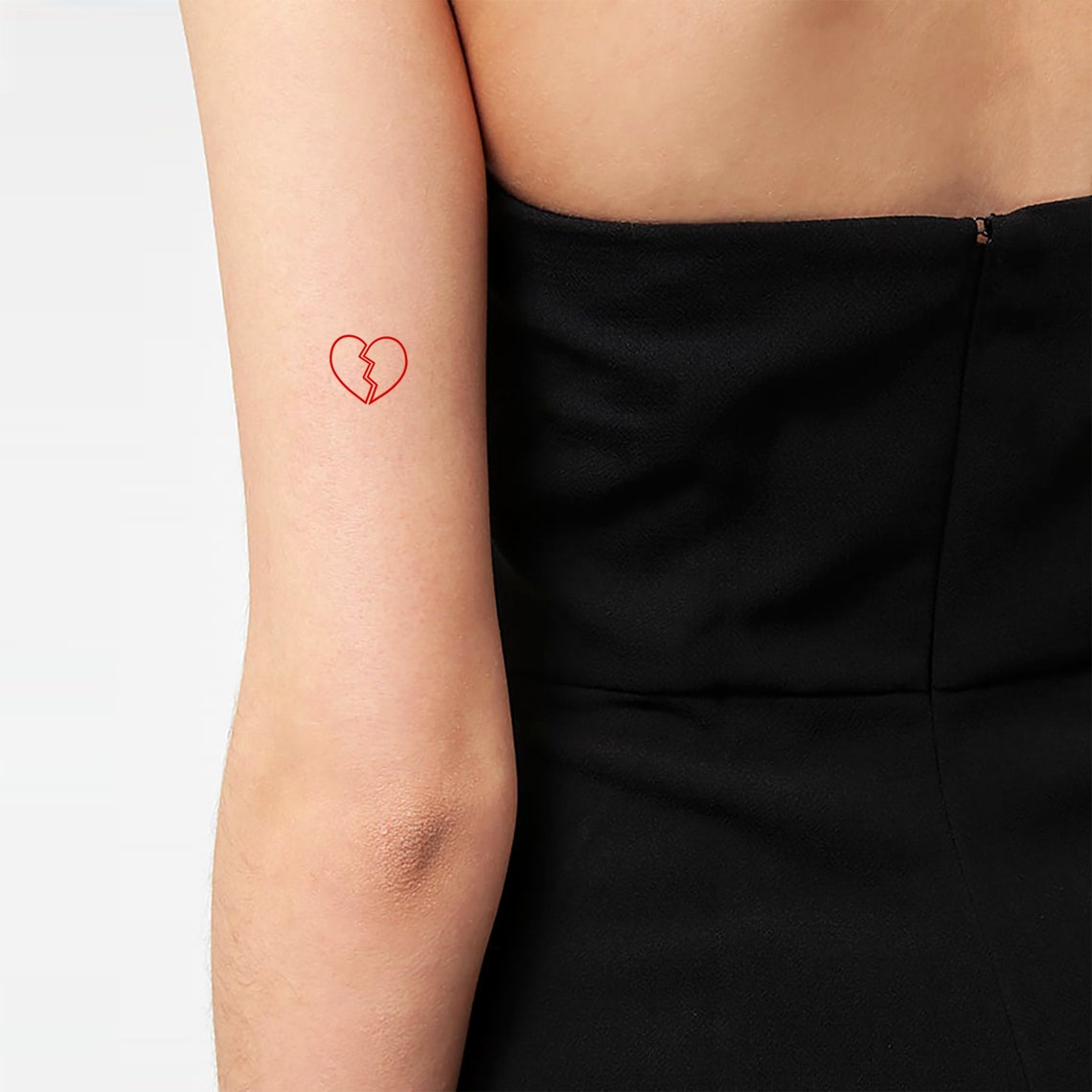 Red Broken Heart Outline Temporary Tattoo set of 3 - Etsy