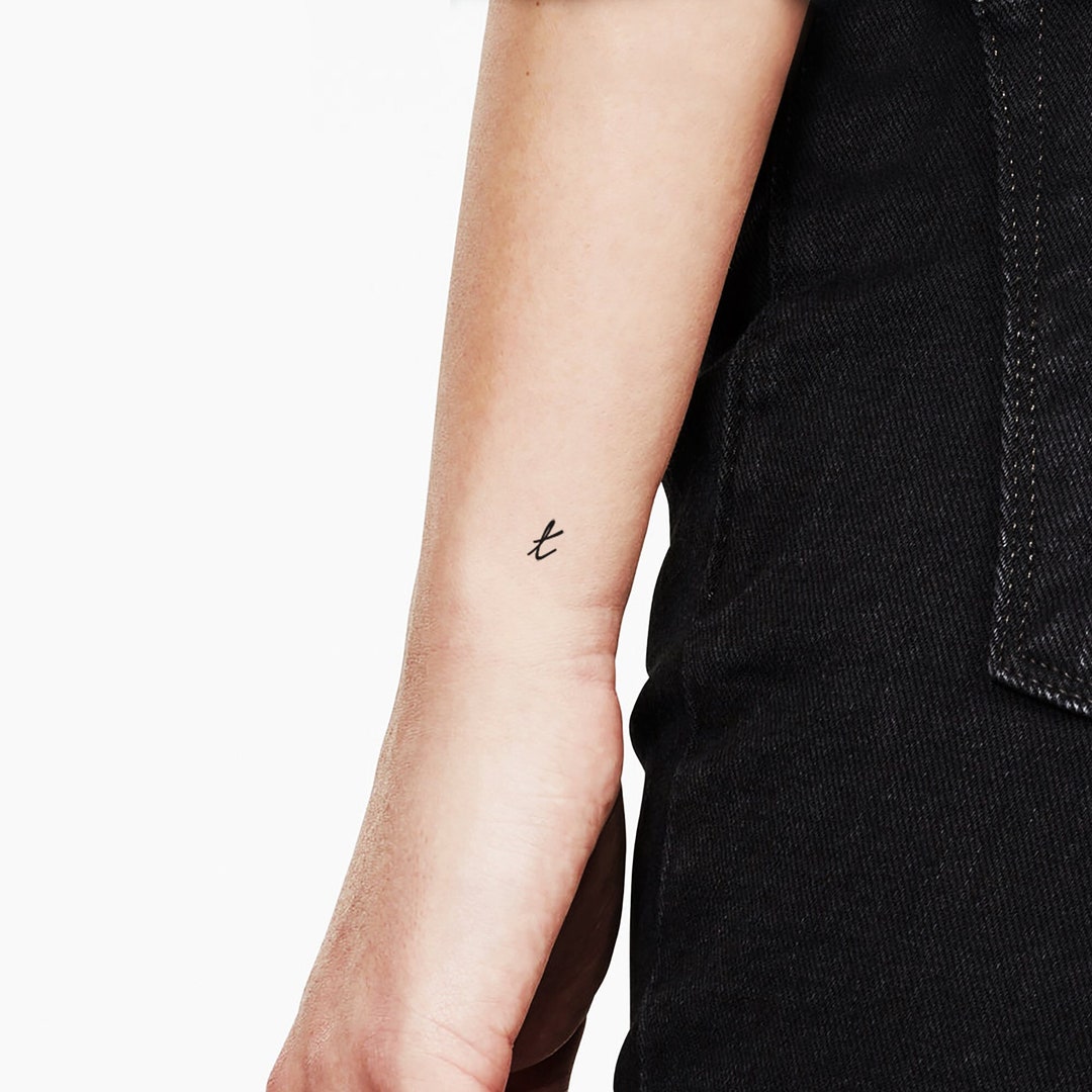 Handwritten Lowercase T Letter Temporary Tattoo set of 3 - Etsy