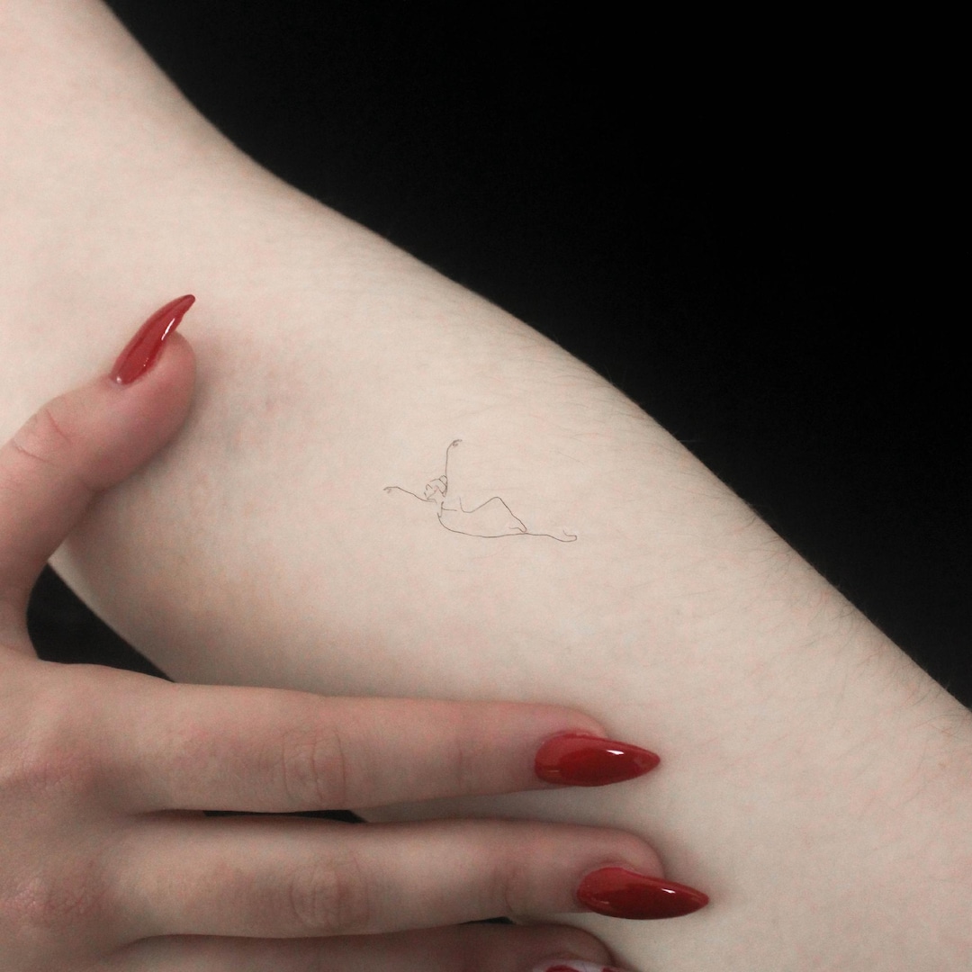Fine Line Ballerina Dancer Temporary Tattoo (set of 3) - Etsy