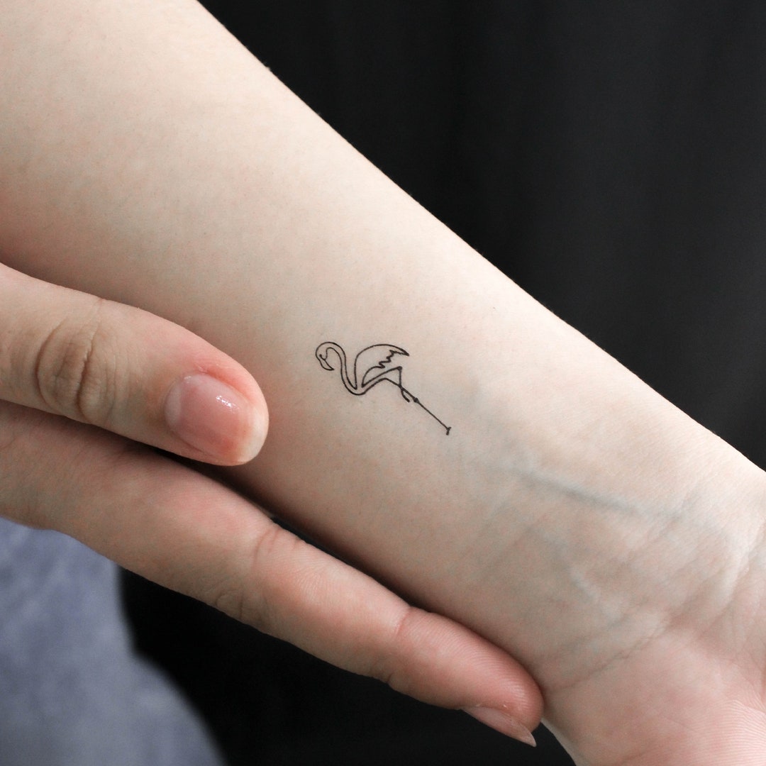 Single Line Flamingo Temporary Tattoo (set of 3) - Etsy