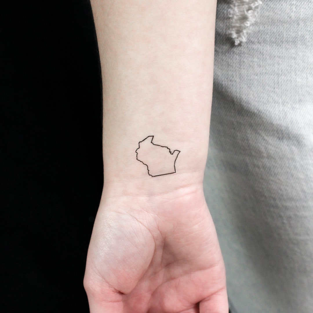 Wisconsin Map Outline Temporary Tattoo (set of 3) - Etsy