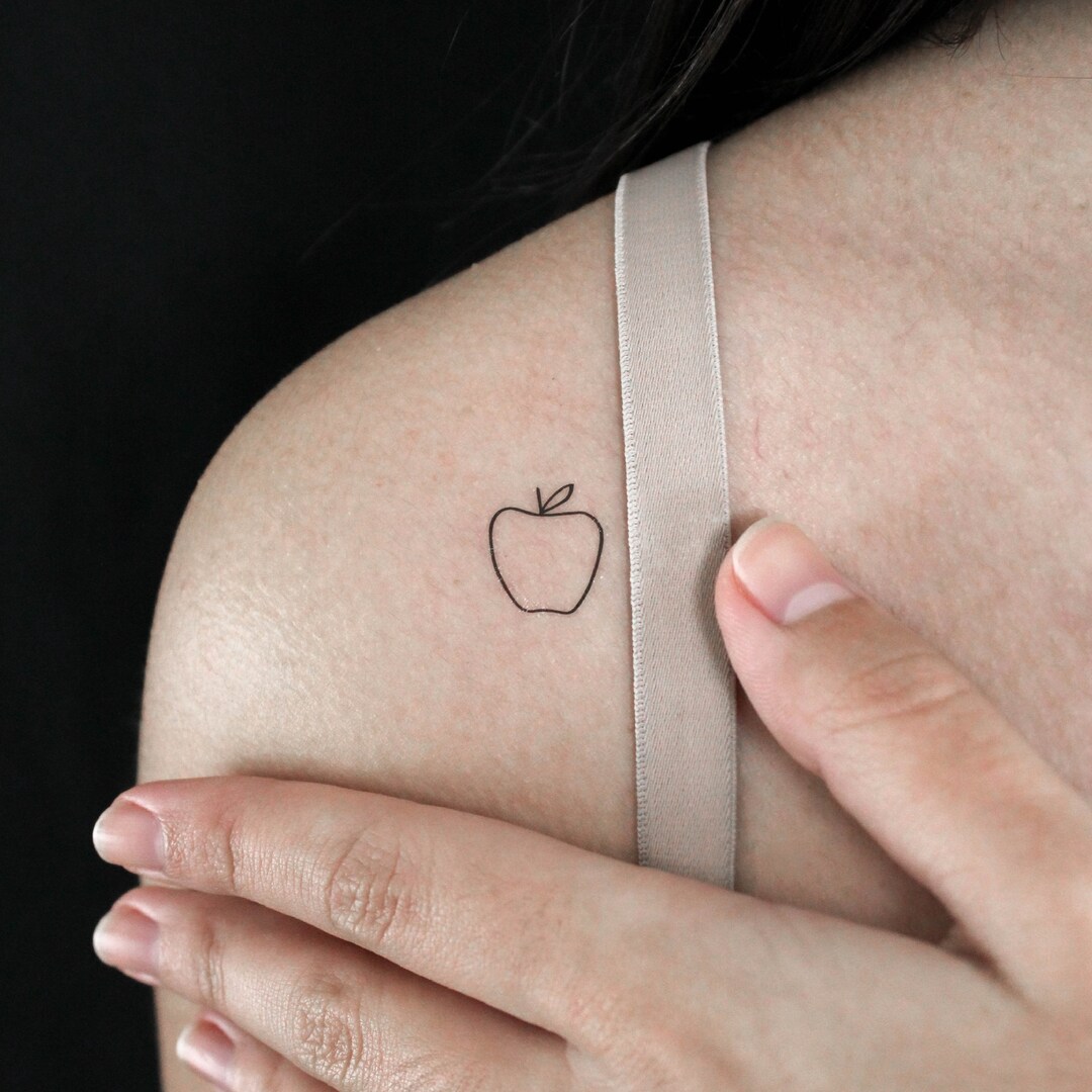 Minimalist Apple Temporary Tattoo (set of 3) - Etsy