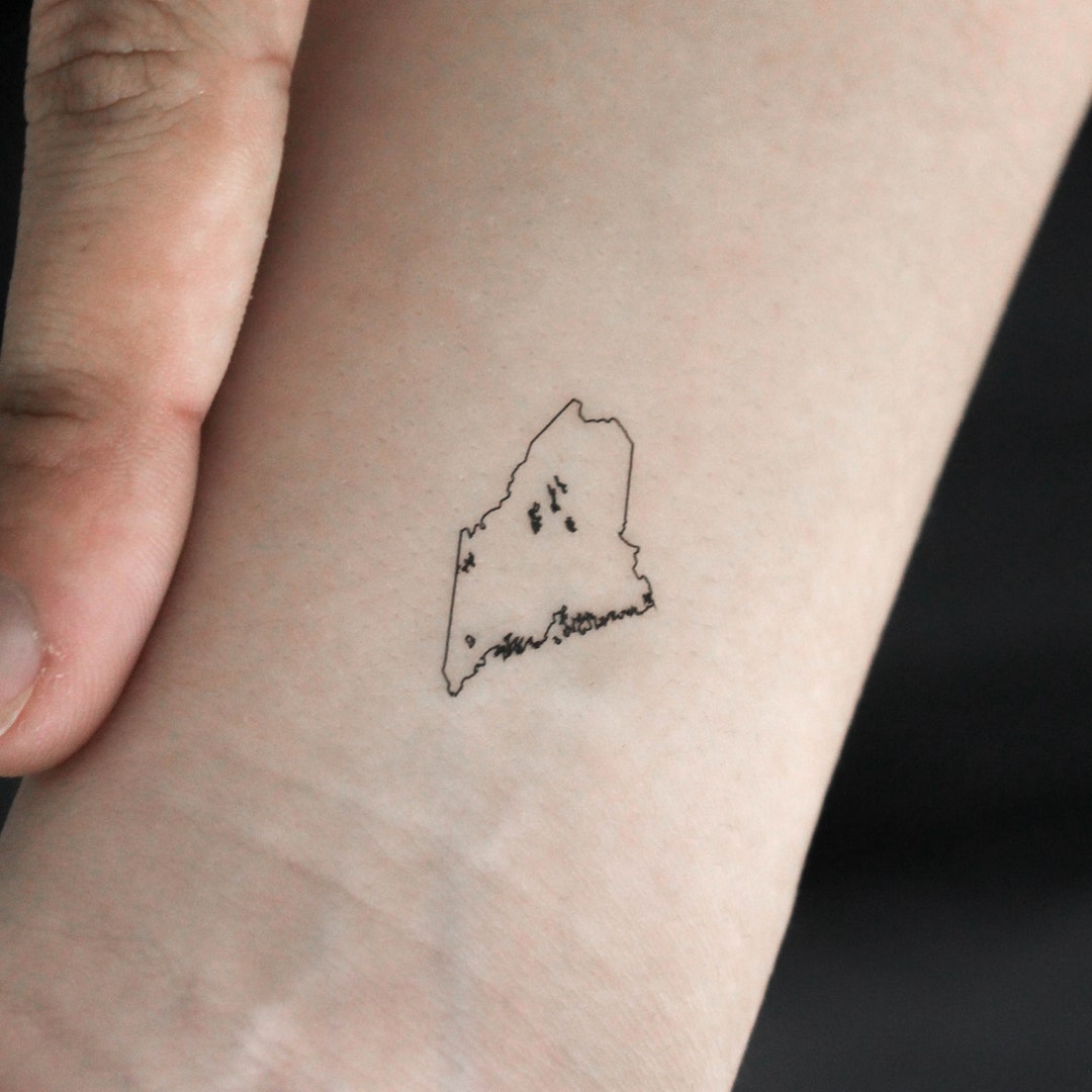 Maine Map Outline Temporary Tattoo (set of 3) - Etsy