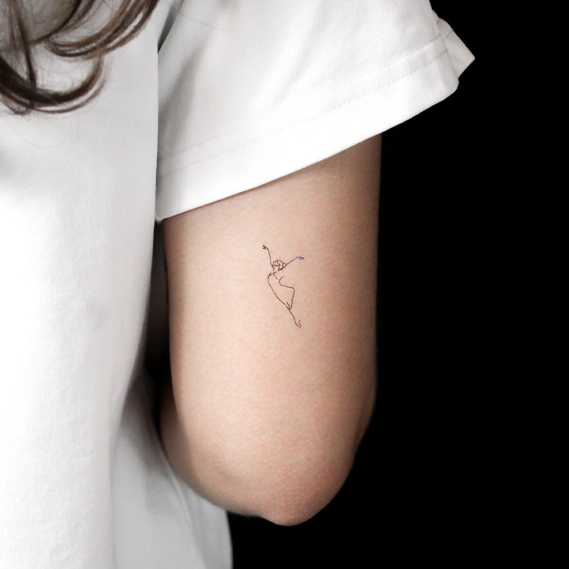 Fine Line Ballerina Dancer Temporary Tattoo (set of 3) - Etsy