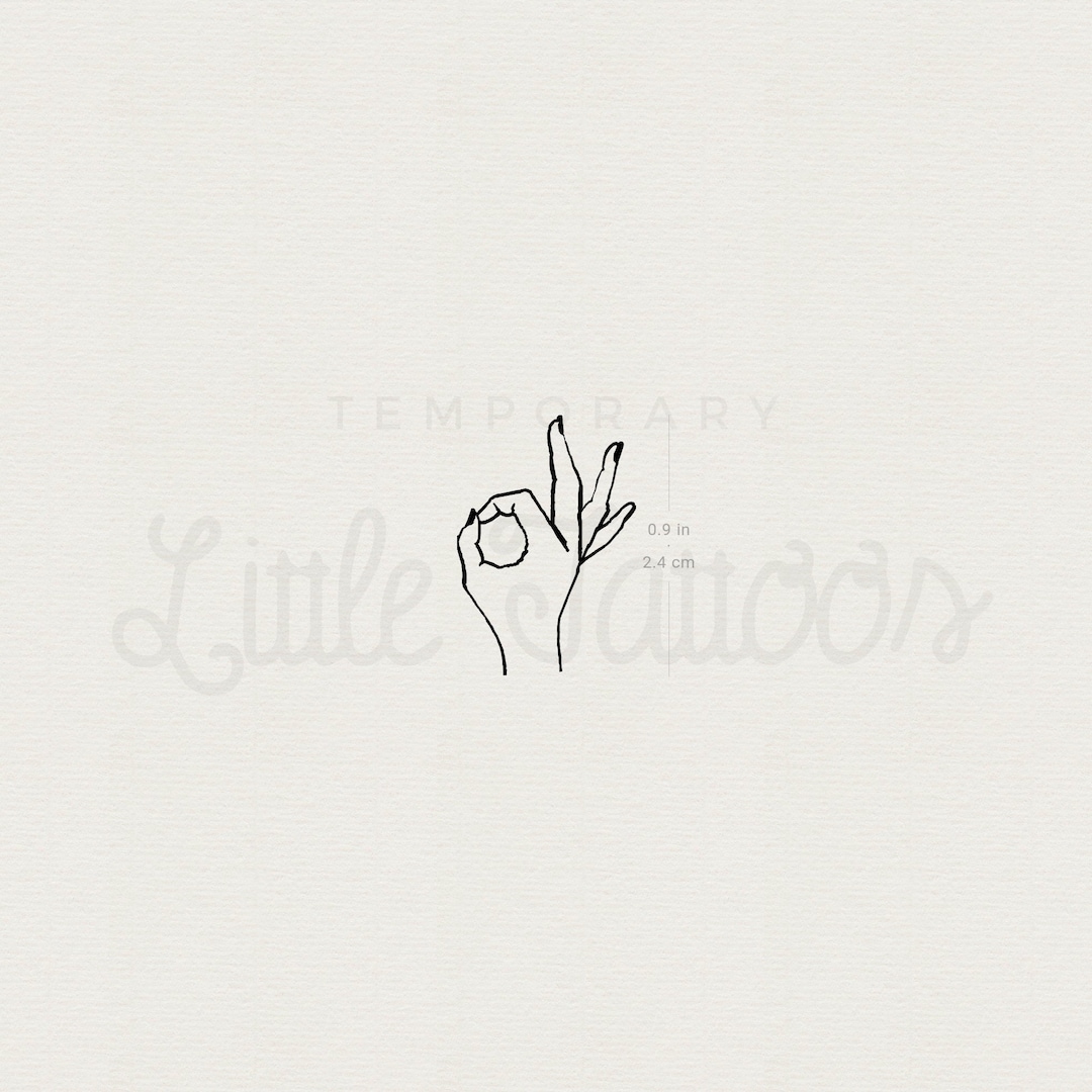 Small Ok Gesture Temporary Tattoo set of 3 - Etsy