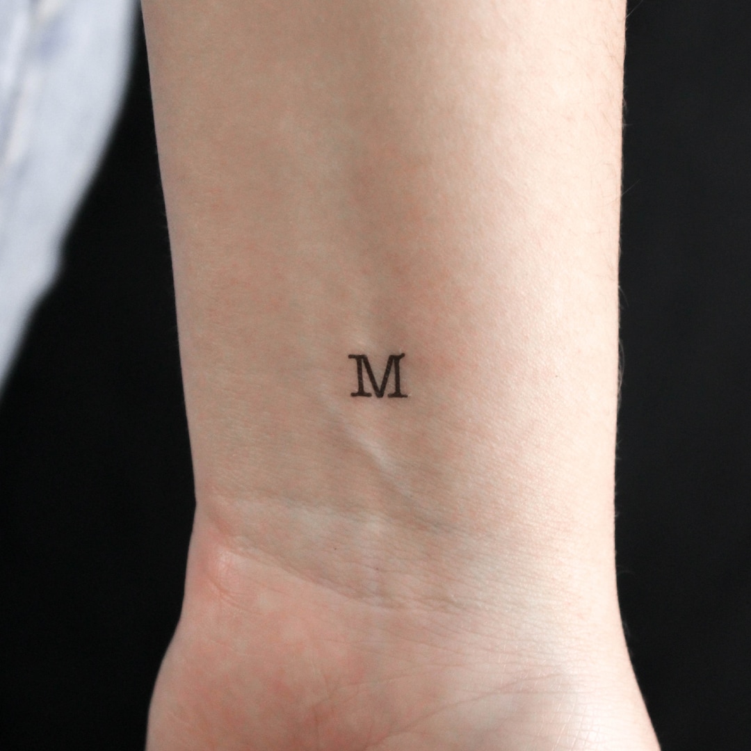 M Typewriter Uppercase Letter Temporary Tattoo (set of 3) - Etsy