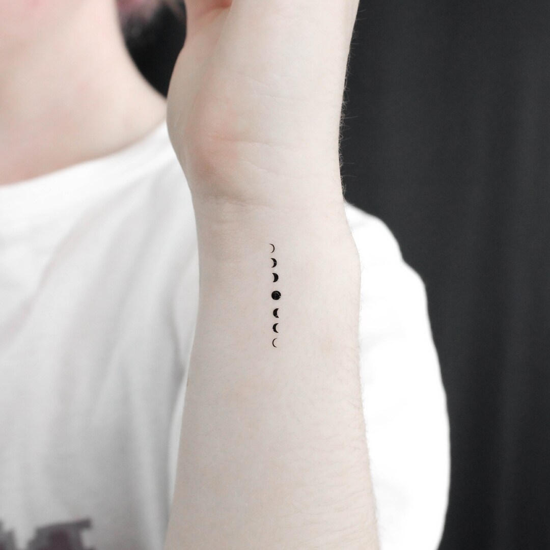 Small Vertical Moon Phases Temporary Tattoo (set of 3) - Etsy