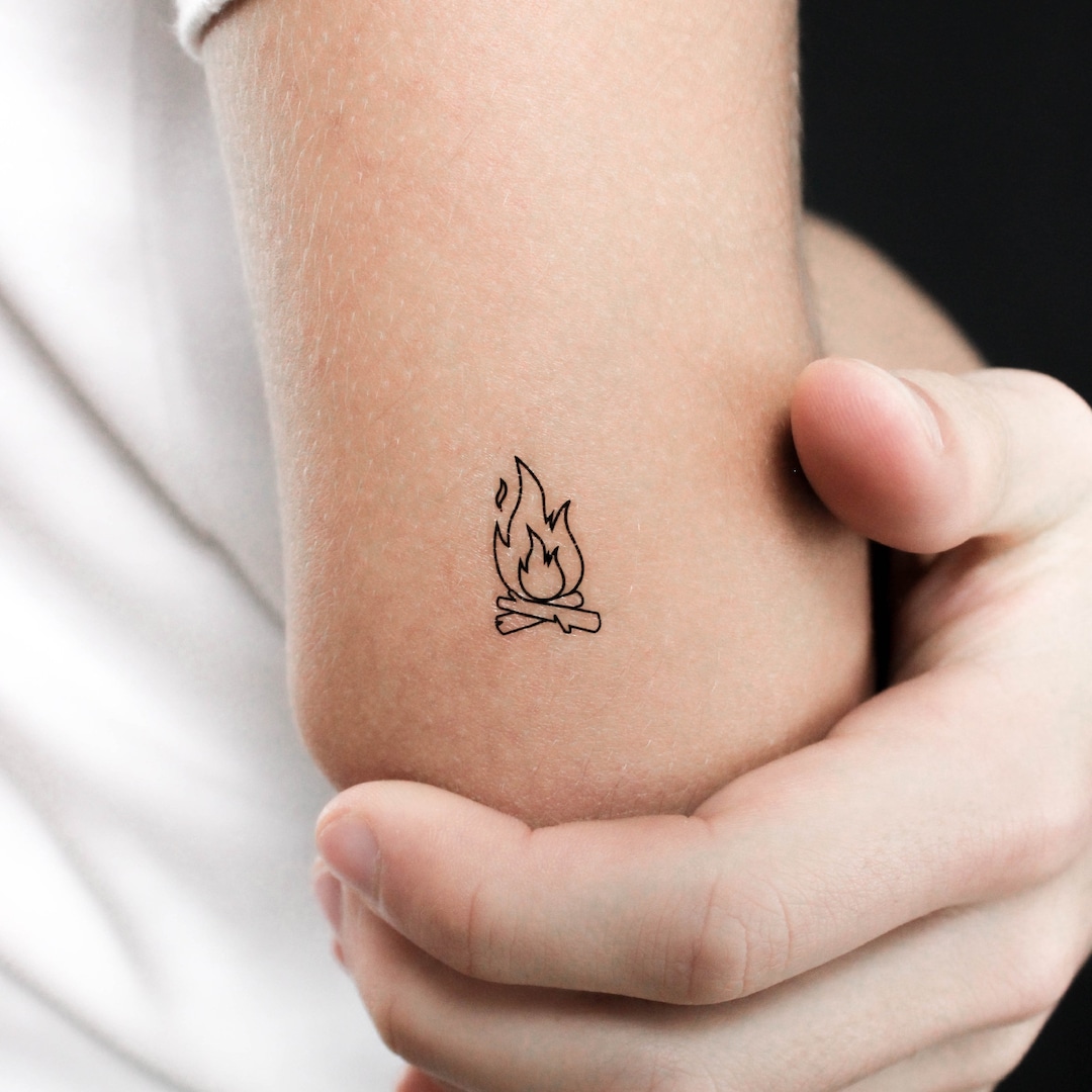 Minimalist Bonfire Temporary Tattoo (set of 3) - Etsy