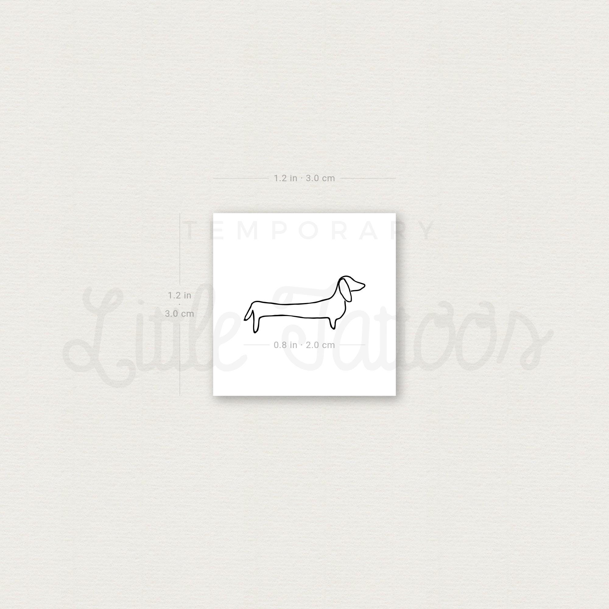 One Line Dachshund Temporary Tattoo (set of 3) - Etsy