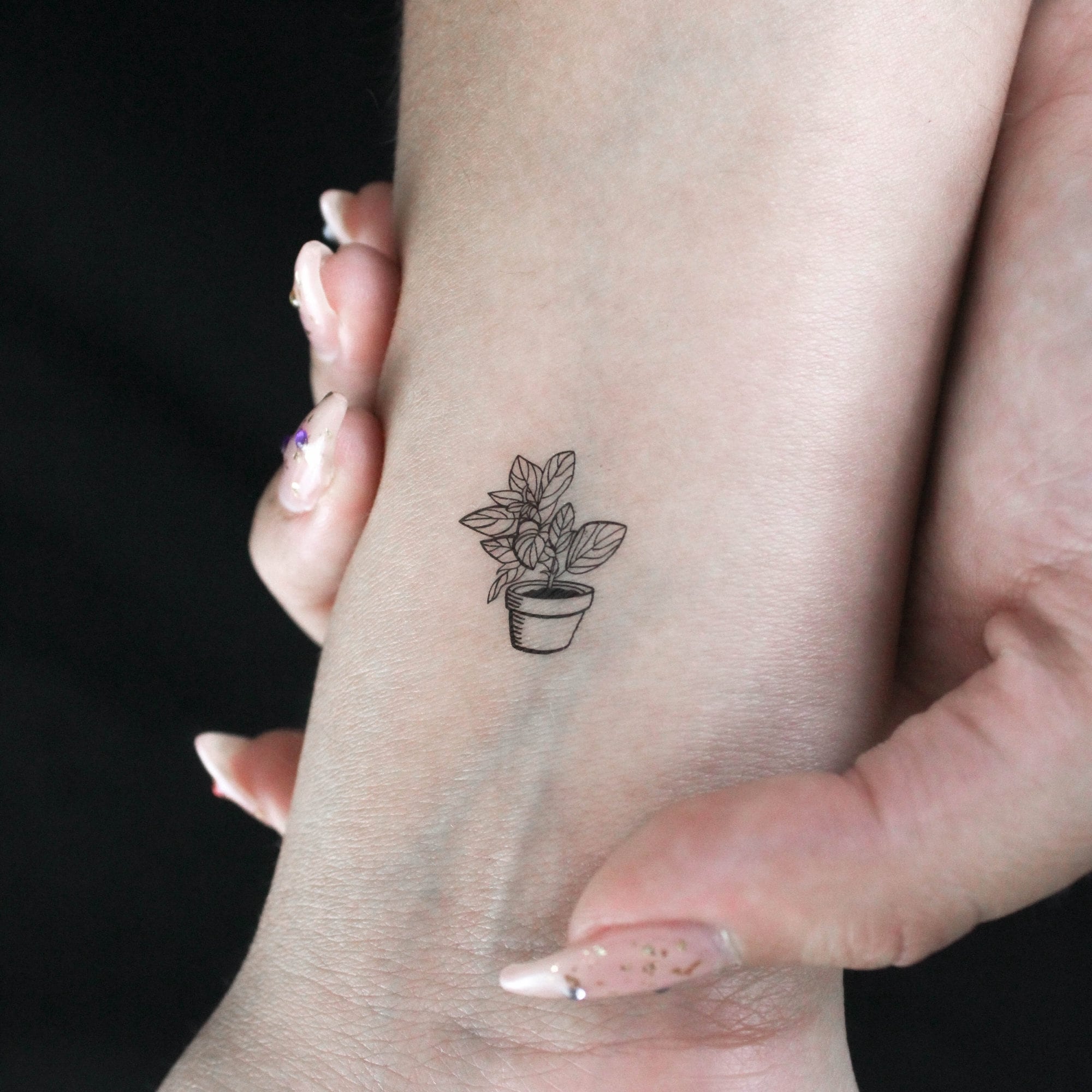Tiny Plant Tattoos Cute Plant Pot Tattoo Idea – Tattoos Wizard