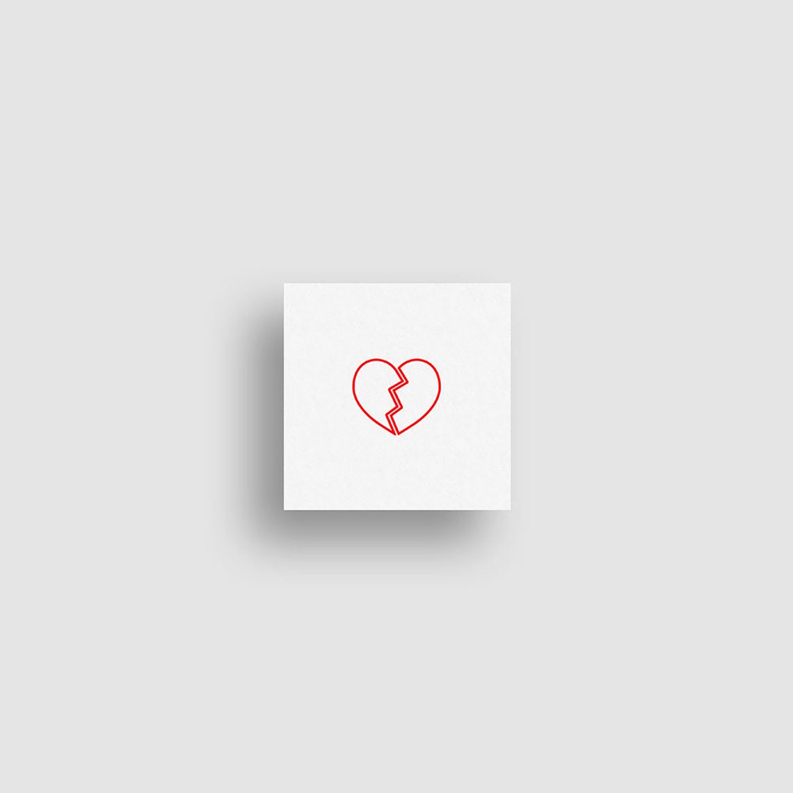 Red Broken Heart Outline Temporary Tattoo set of 3 | Etsy