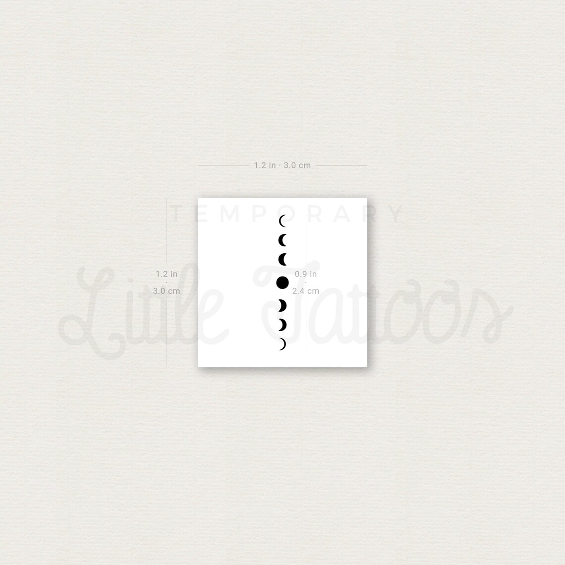 Small Vertical Moon Phases Temporary Tattoo (set of 3) - Etsy