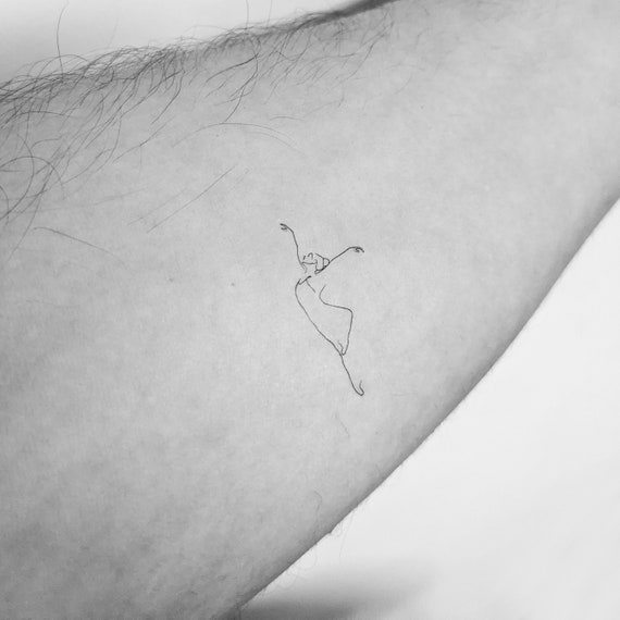 Fine Line Ballerina Dancer Temporary Tattoo set of 3 | Etsy