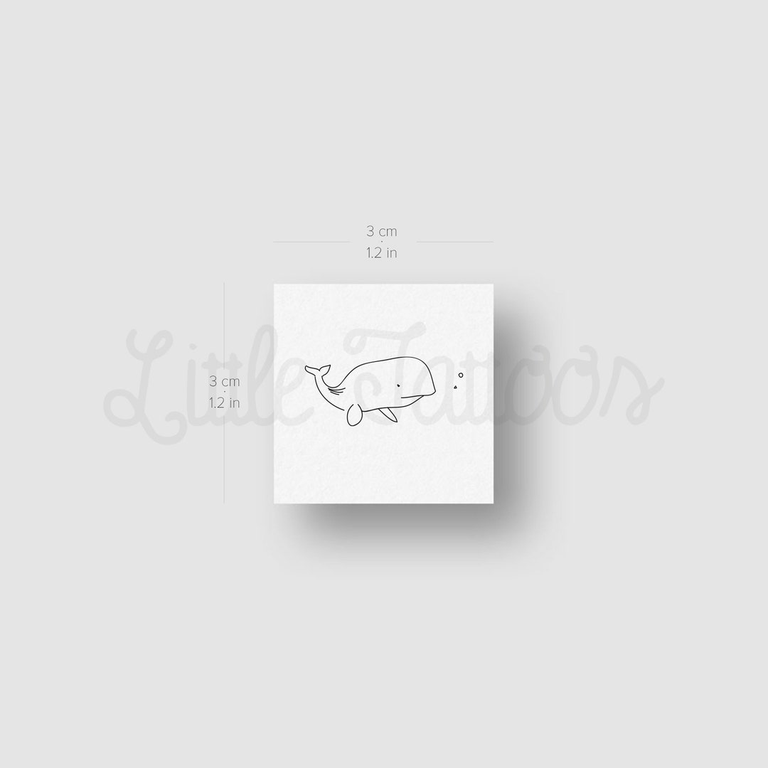Fine Line Whale Temporary Tattoo set of 3 - Etsy