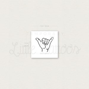 Shaka Sign Language Temporary Tattoo (set of 3) - Etsy