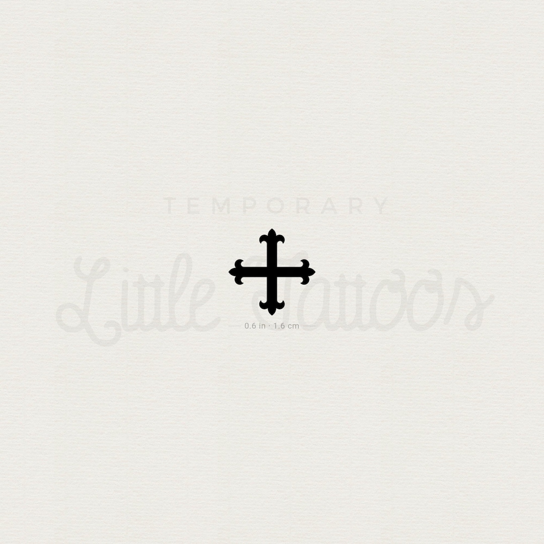 Cross Fleury Temporary Tattoo set of 3 - Etsy