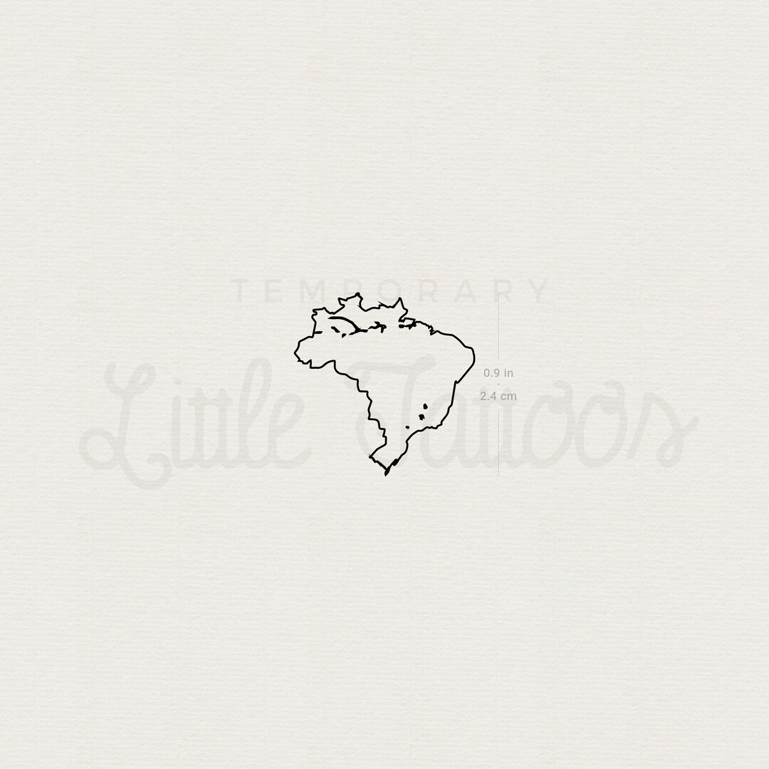 Brazil Map Outline Temporary Tattoo set of 3 - Etsy