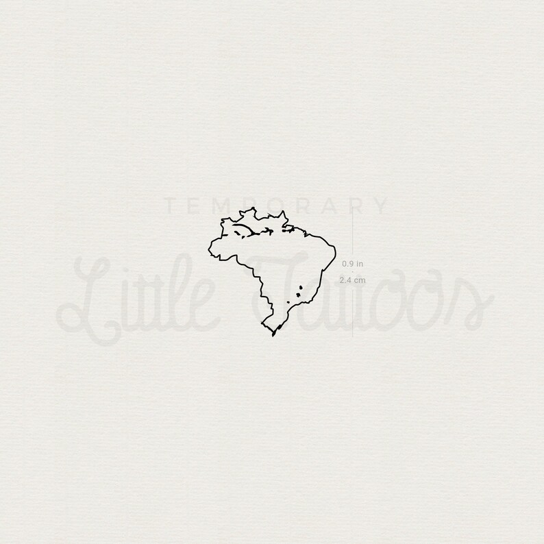 Brazil Map Outline Temporary Tattoo set of 3 - Etsy