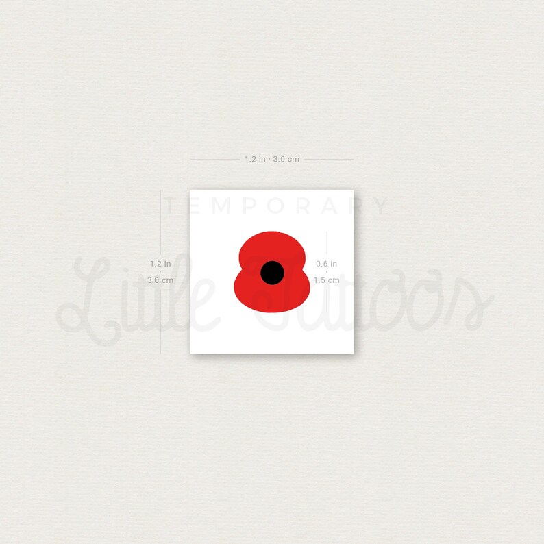 Small Remembrance Poppy Temporary Tattoo set of 3 - Etsy