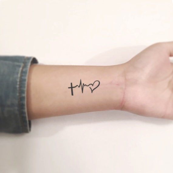 Heart Pulse Faith Tattoo