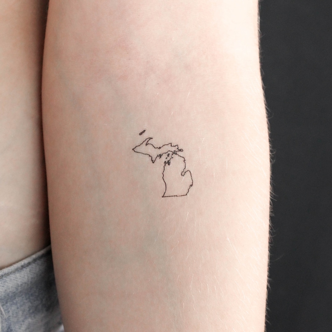 Michigan Map Outline Temporary Tattoo (set of 3) - Etsy