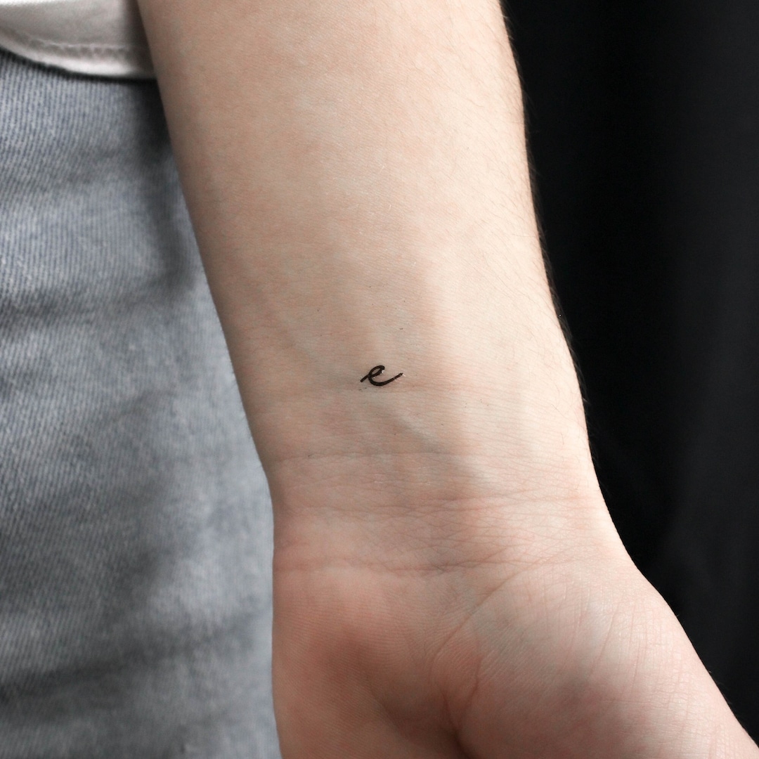 Handwritten Lowercase E Letter Temporary Tattoo (set of 3) - Etsy