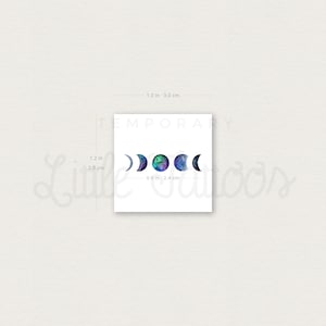 Small Moon Phases by Ann Lilya Temporary Tattoo (set of 3) - Etsy