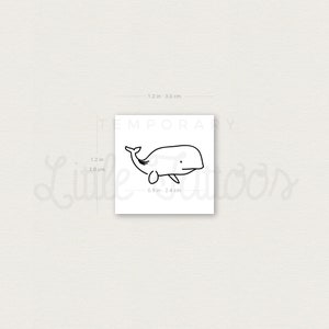 Fine Line Whale Temporary Tattoo (set of 3) - Etsy