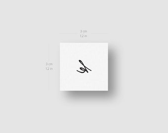 Handwritten Lowercase V Letter Temporary Tattoo set of 3 | Etsy