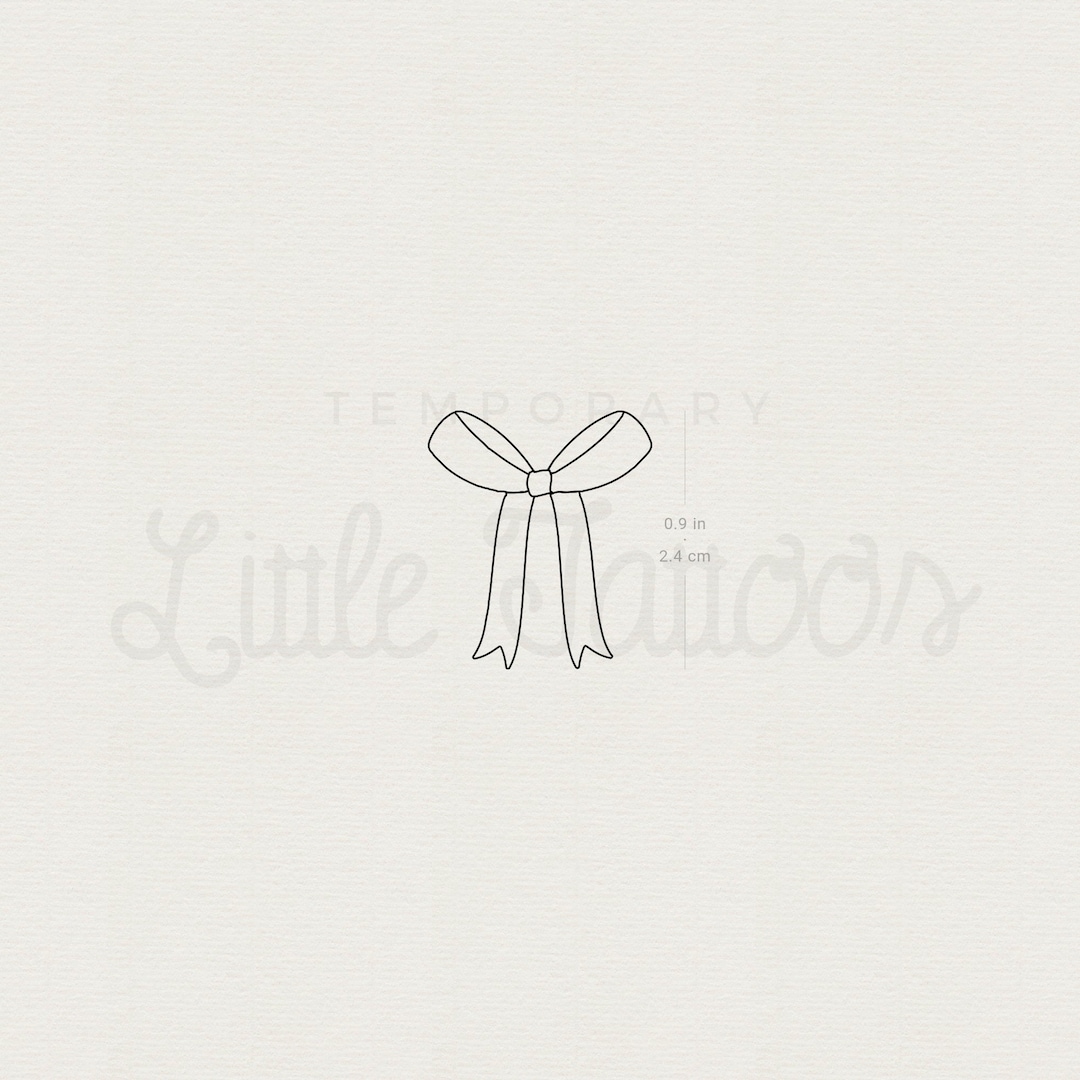 Fine Line Bow Temporary Tattoo set of 3 - Etsy UK