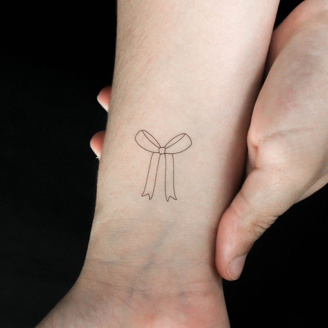 Fine Line Bow Temporary Tattoo (set of 3) - Etsy