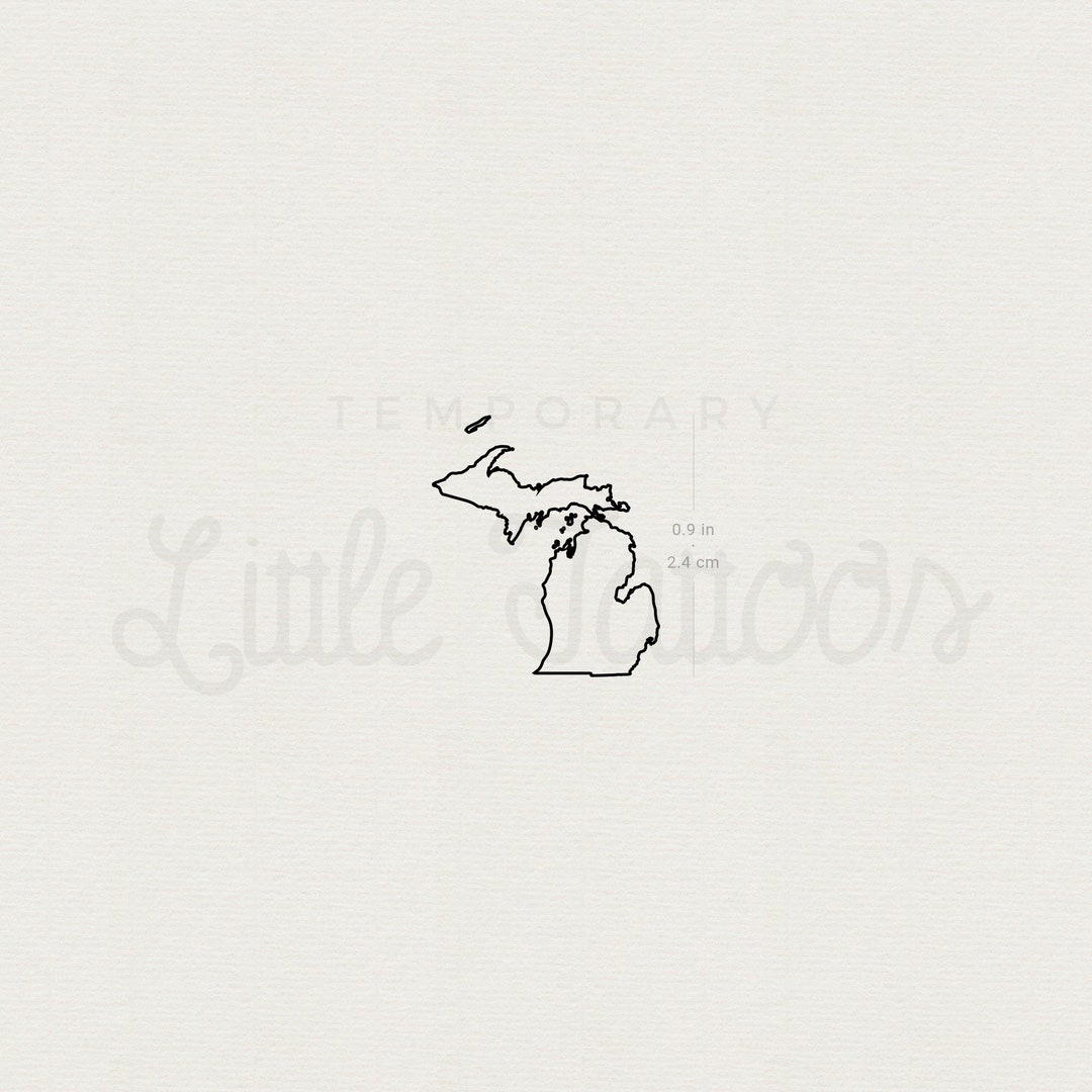 Michigan Map Outline Temporary Tattoo set of 3 - Etsy UK