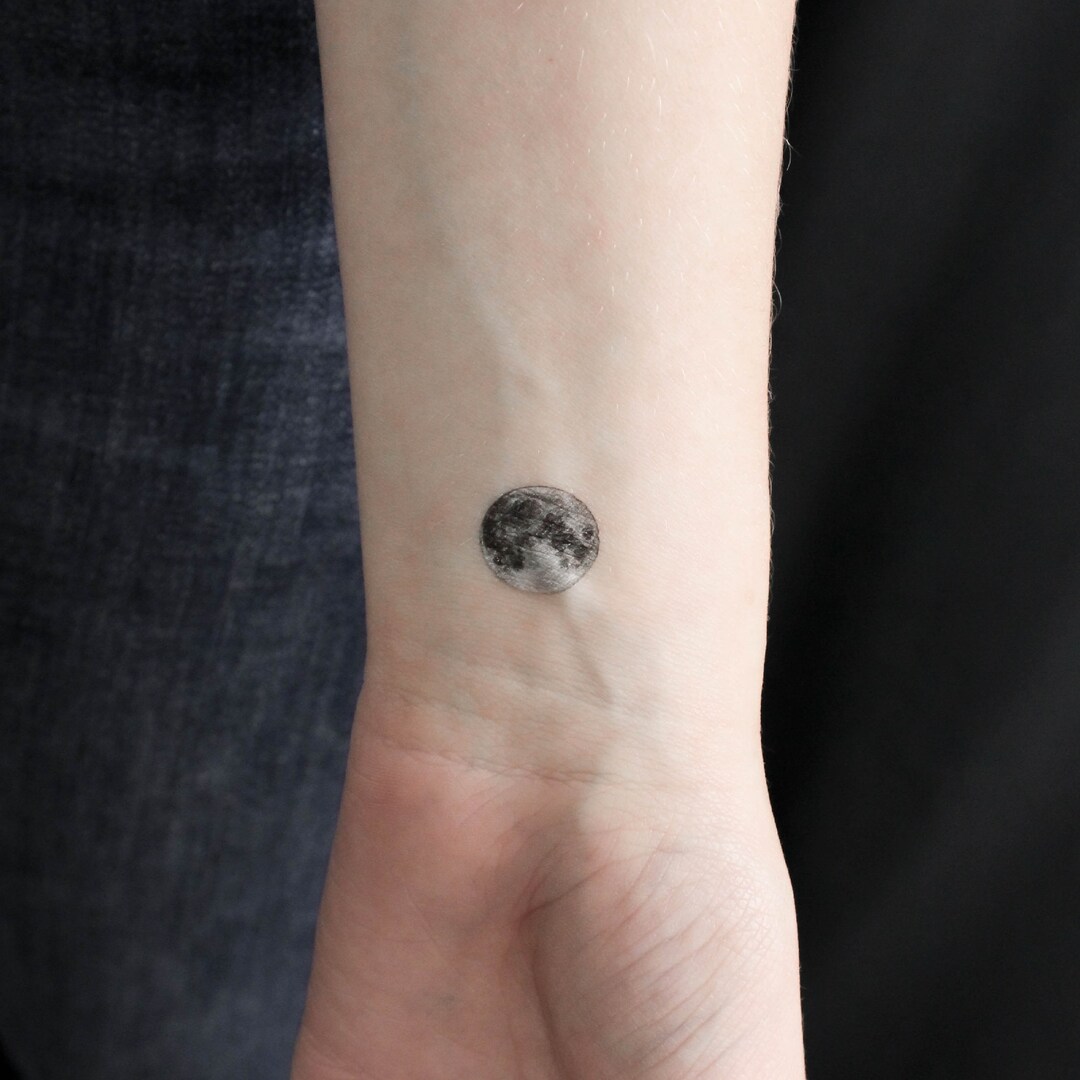 Tiny Full Moon Temporary Tattoo (set of 3) - Etsy