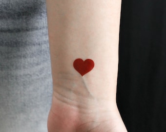 Small Red Heart Temporary Tattoo set of 3 - Etsy