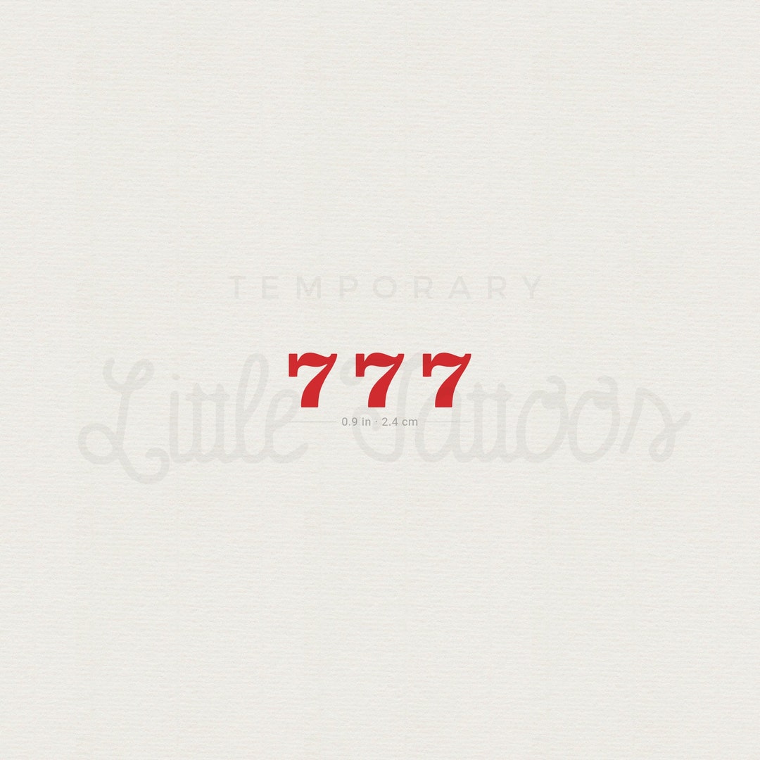 Red 777 Temporary Tattoo set of 3 - Etsy