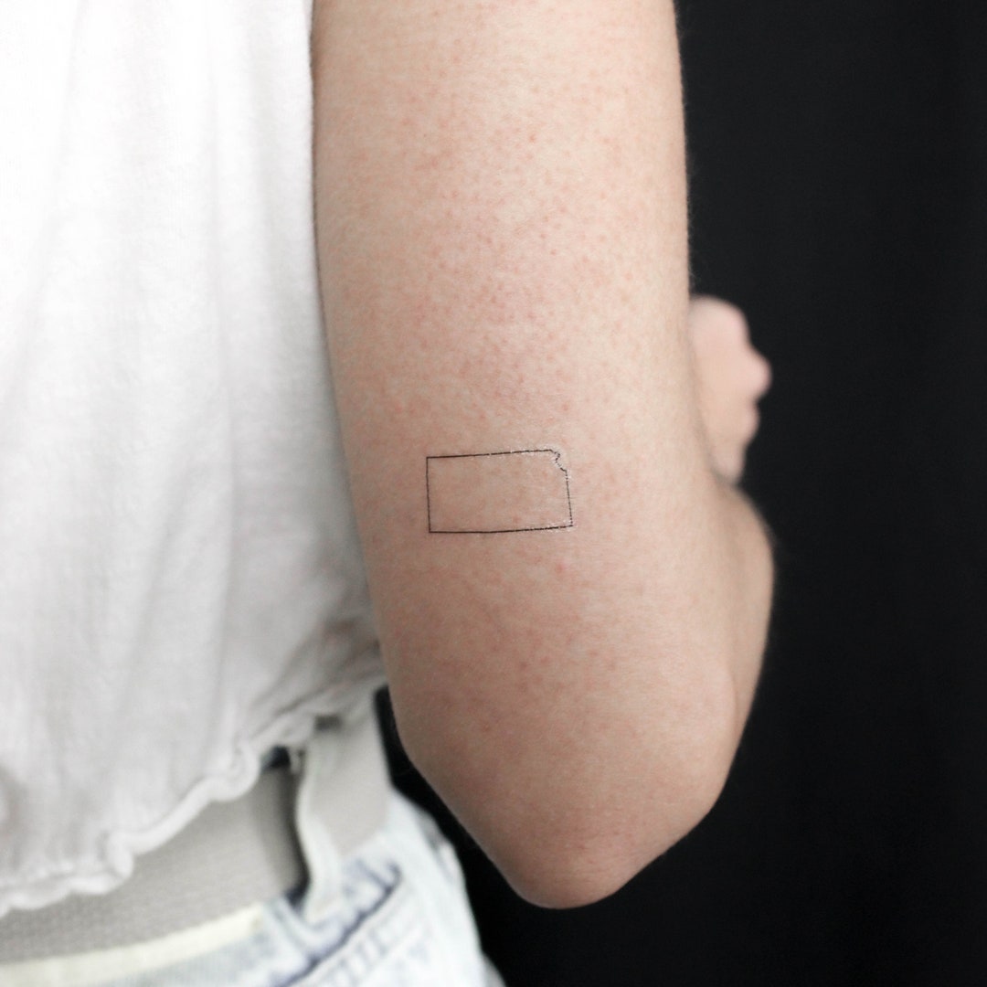 Kansas Map Outline Temporary Tattoo (set of 3) - Etsy