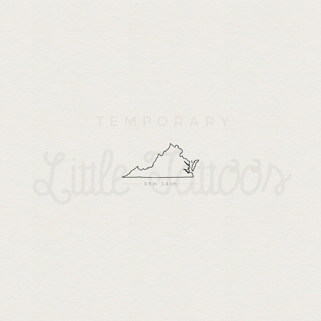 Virginia Map Outline Temporary Tattoo set of 3 - Etsy