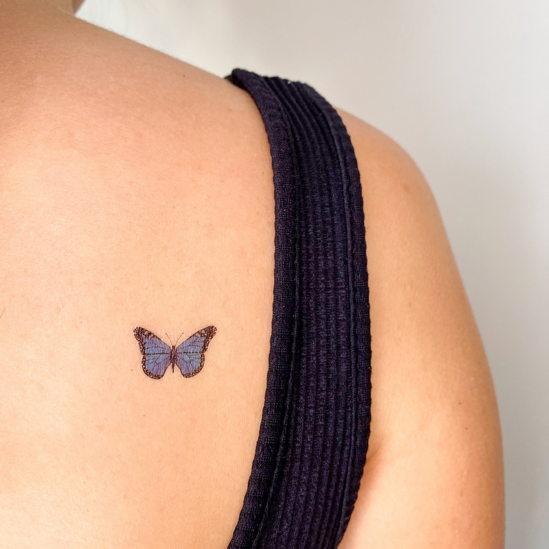 Small Blue Butterfly Temporary Tattoo (set of 3) - Etsy