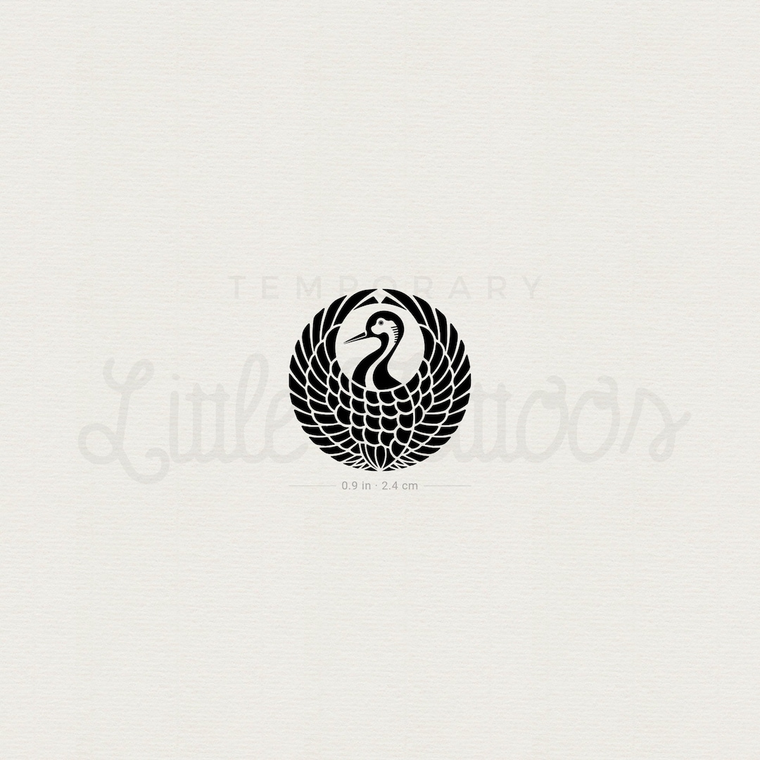 Crane Crest Temporary Tattoo set of 3 - Etsy