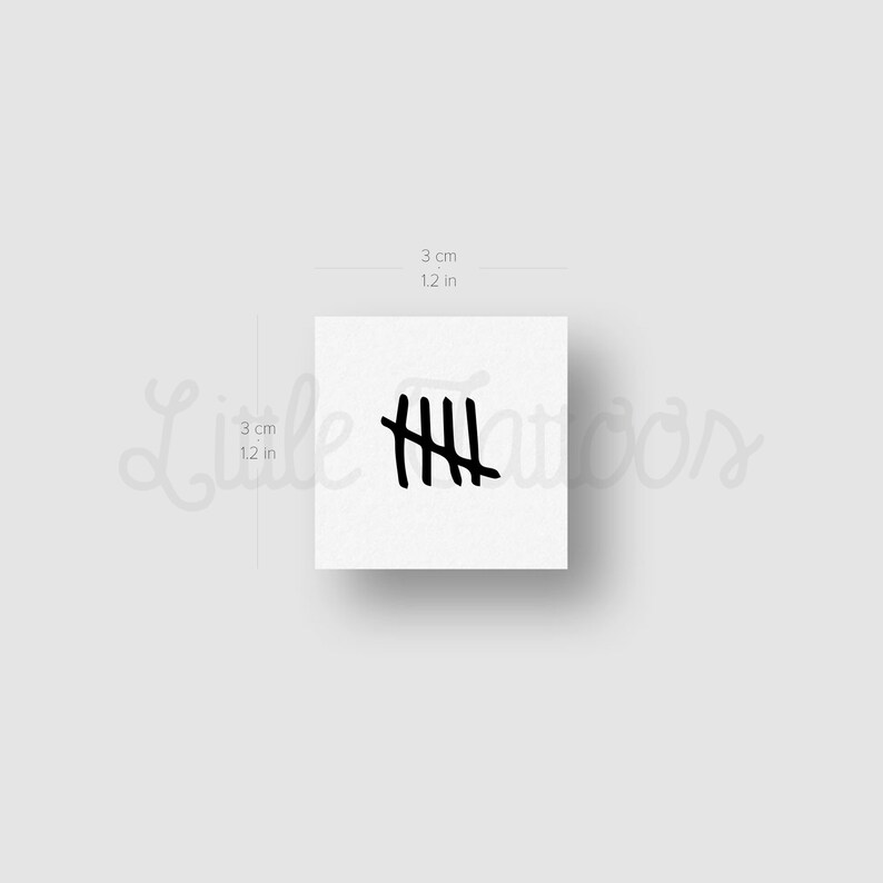 Tally Mark Temporary Tattoo set of 3 | Etsy