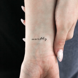 Worthy Temporary Tattoo (set of 3) - Etsy