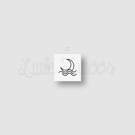 Sea Moonset Temporary Tattoo set of 3 | Etsy