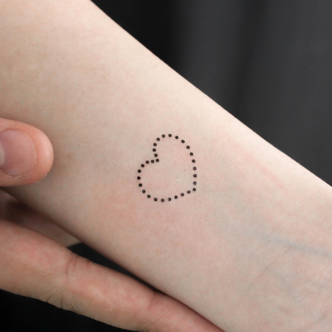 Dotted Heart Temporary Tattoo (set of 3) - Etsy