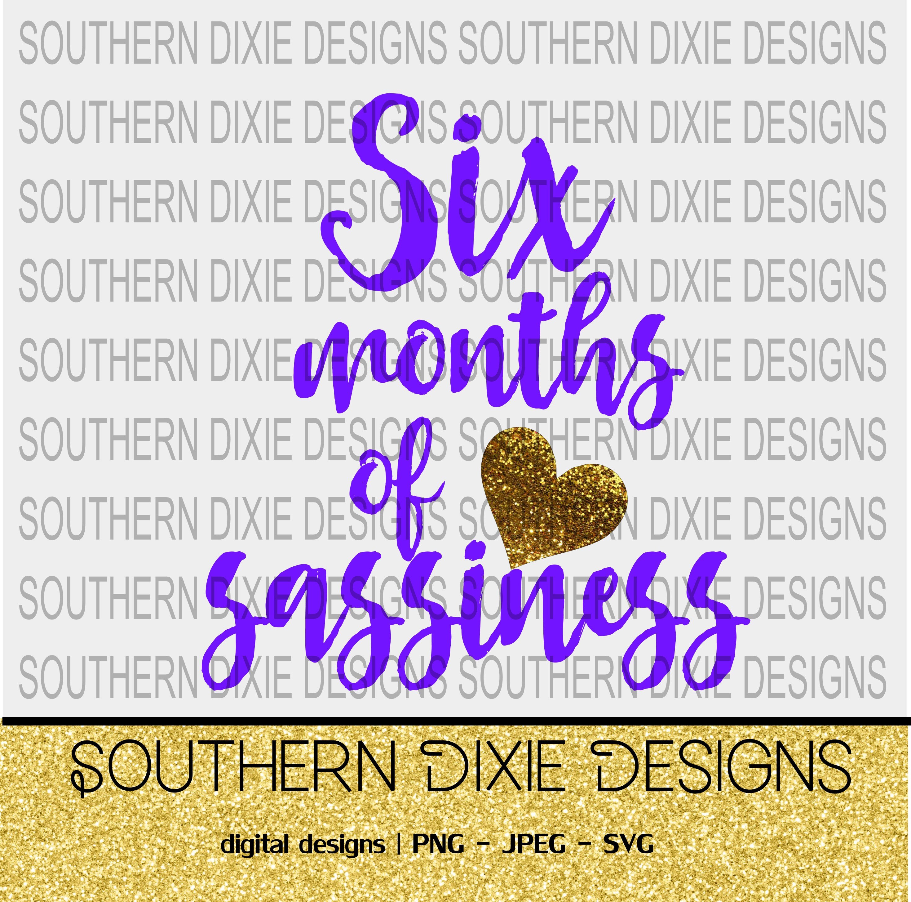 Six Months of Sassiness SVG Half Birthday SVG 6 Month Cut | Etsy