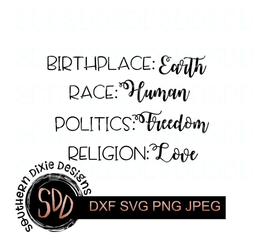 Birthplace Earth Race Human SVG | Digital Download, Printable | Shirt ...
