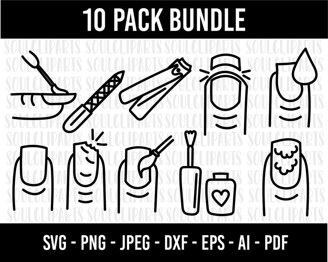 COD838 Nail Art SVG Bundle, Girl Hand Svg, Nail Art Cut File, Nail Tech ...